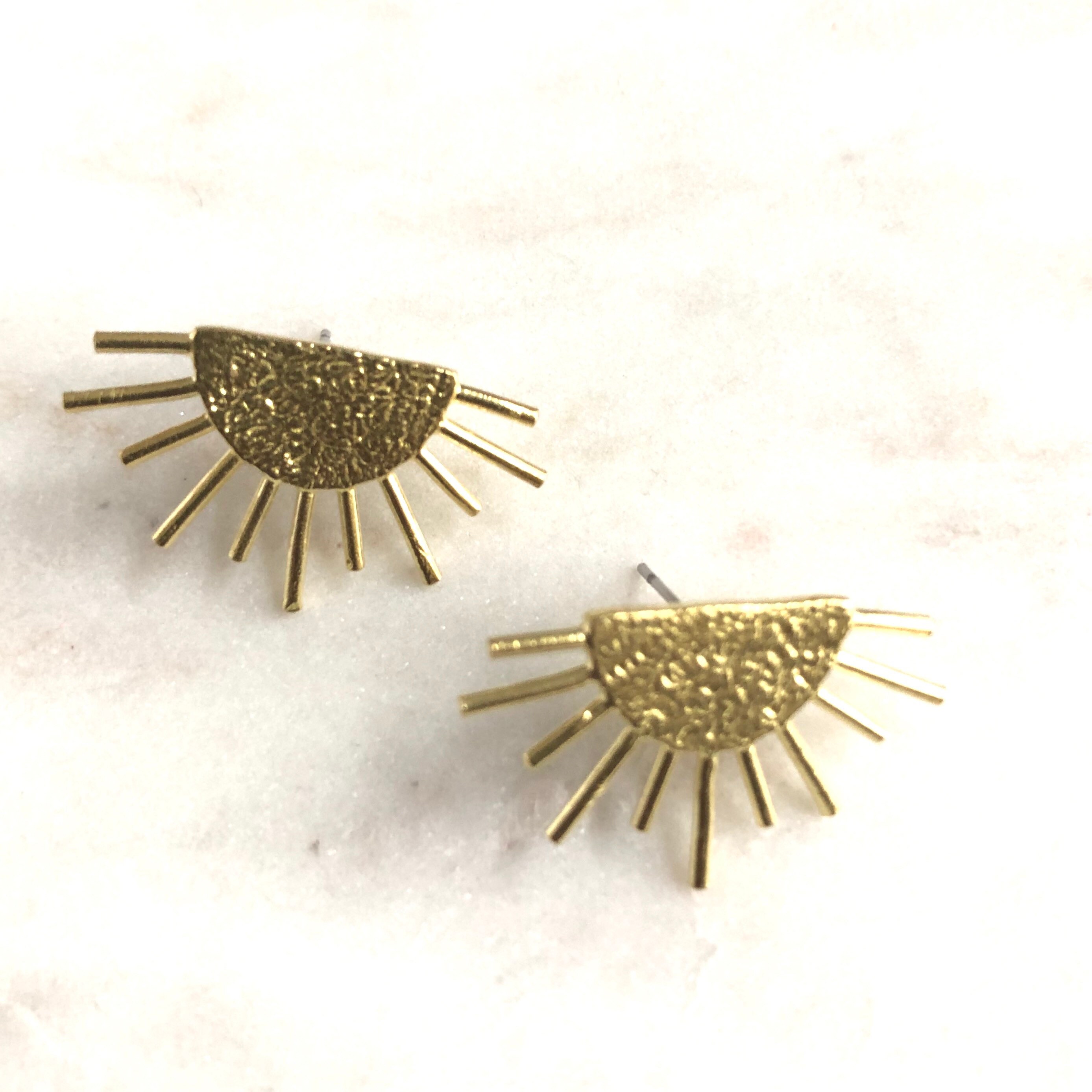Brass Sun Rays Studs - Etsy
