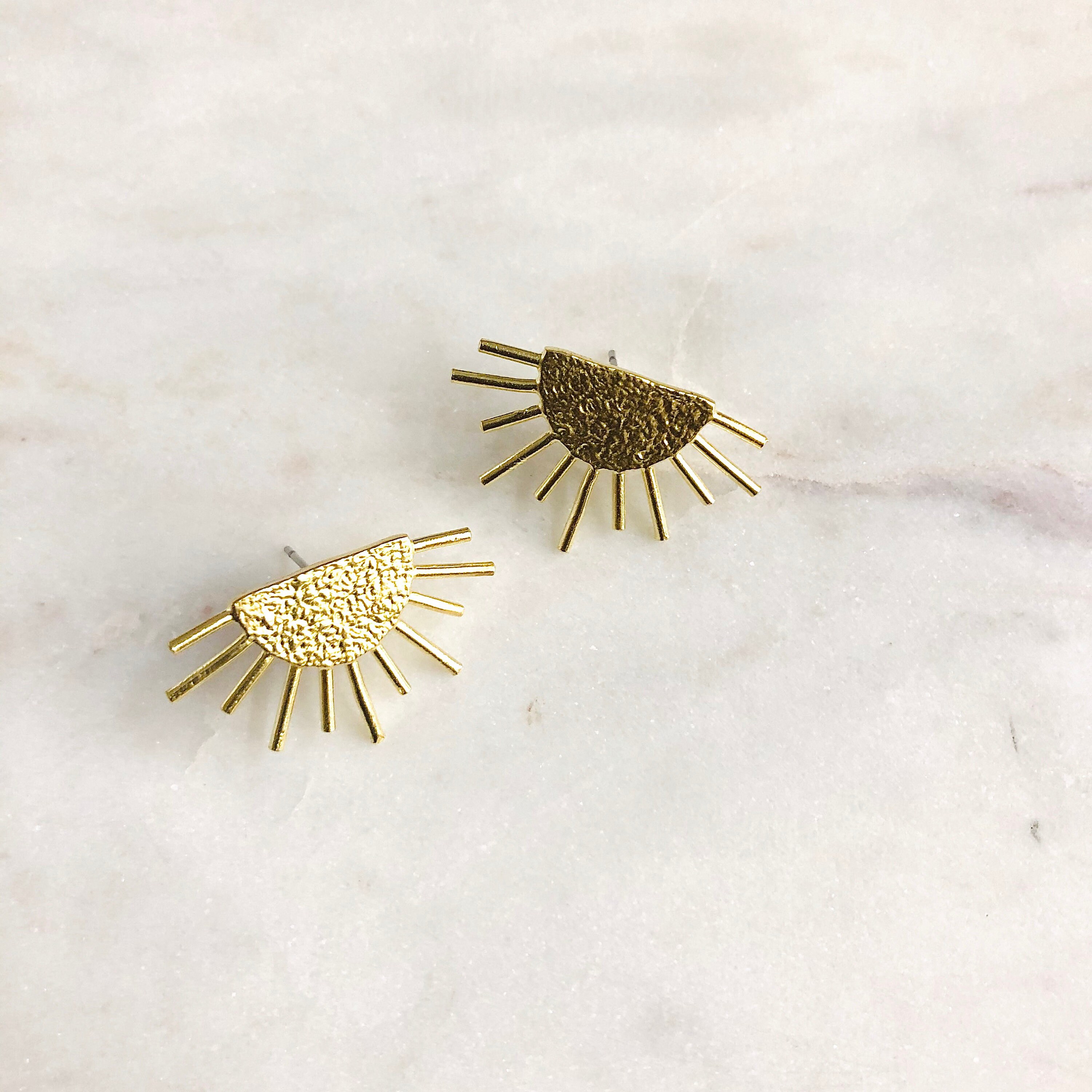 Brass Sun Rays Studs - Etsy