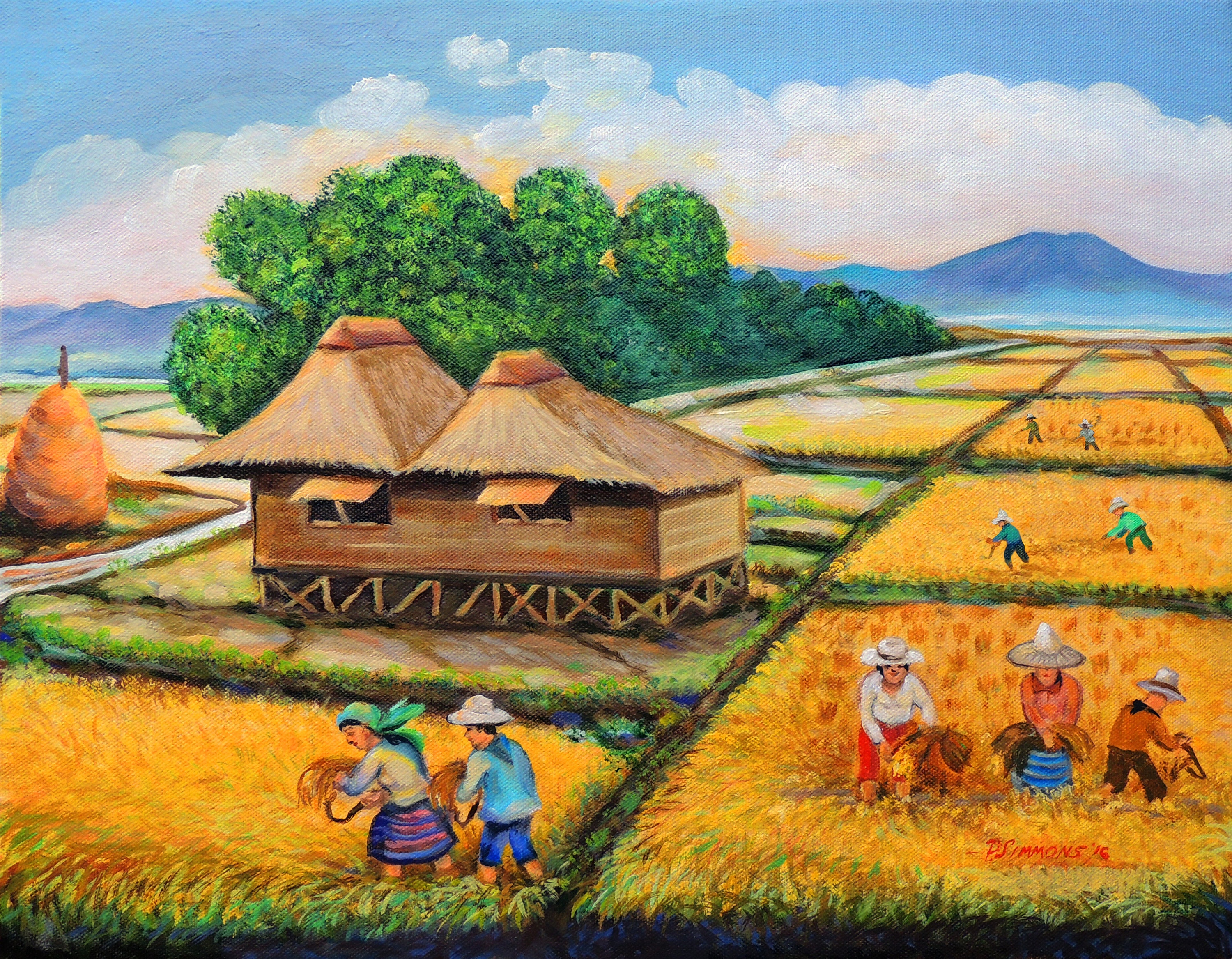 Harvesting Rice 9.80 MB, JPEG - Etsy