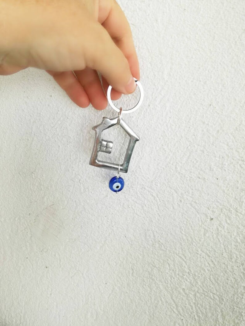 Silver House Keychain Aluminum House Outline Key Ring With | Etsy