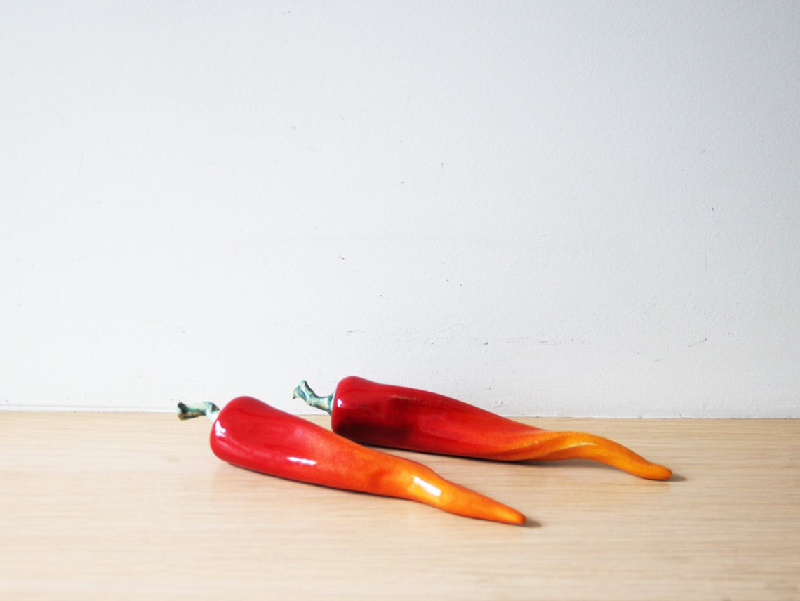 Chilli Peppers Sculpture Modern Ceramic Chilli Peppers in Red | Etsy