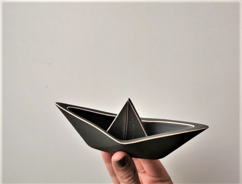 Ceramic Paper Boat Grey Paper Boat Art Object Good Luck - Etsy