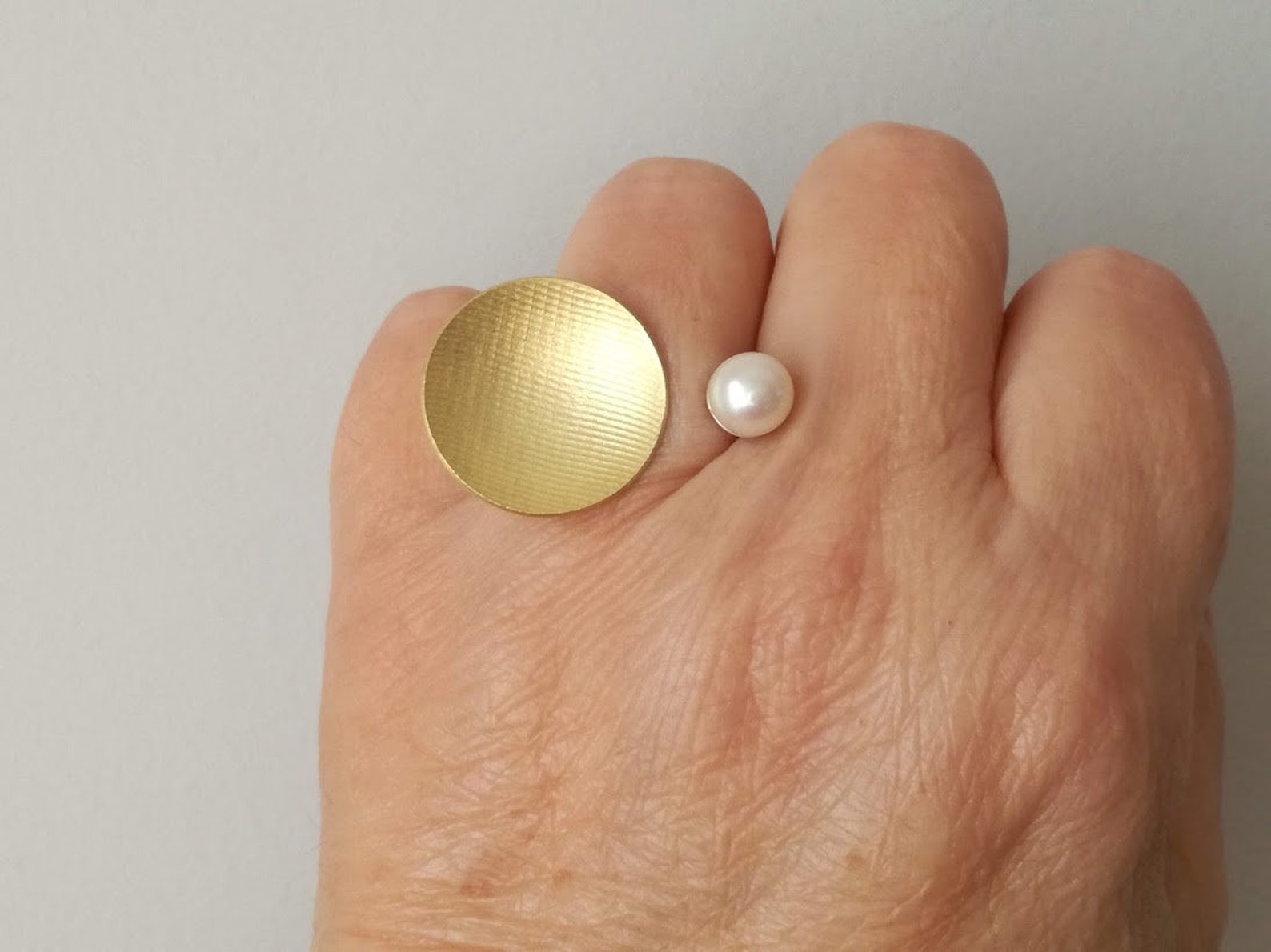 Gold Disk Ring Sterling Silver Open Ring Designer Open Ring - Etsy