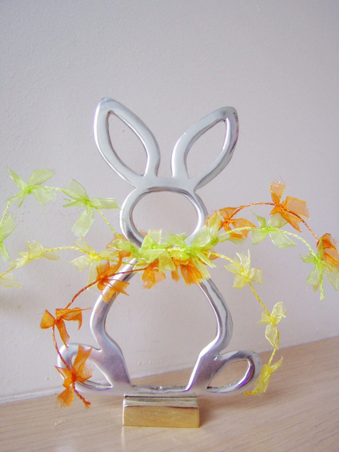 Easter Bunnny Metal Sculpture, Silver Outline of Easter Bunny With ...