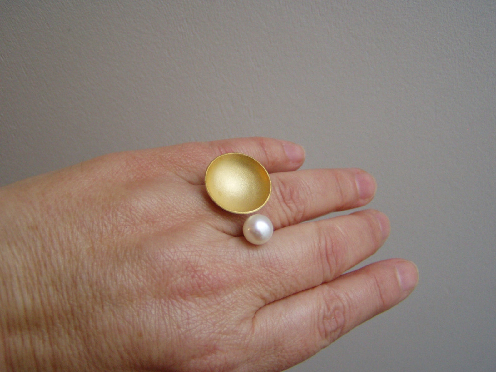 Gold Disk Ring Sterling Silver Open Ring Designer Open Ring - Etsy