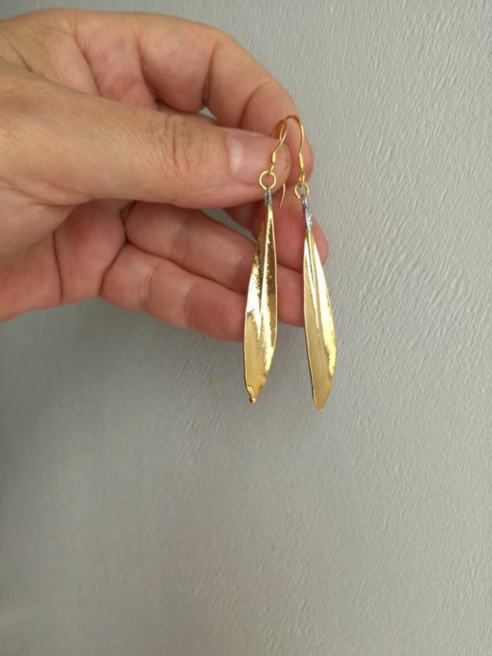 Gold Leaves Earrings Electroplated Gold Drop Earrings of - Etsy