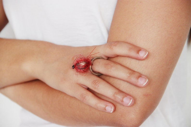 Fuzzy Silver Ring Fluffy Fury Minimalist Ring Sterling | Etsy