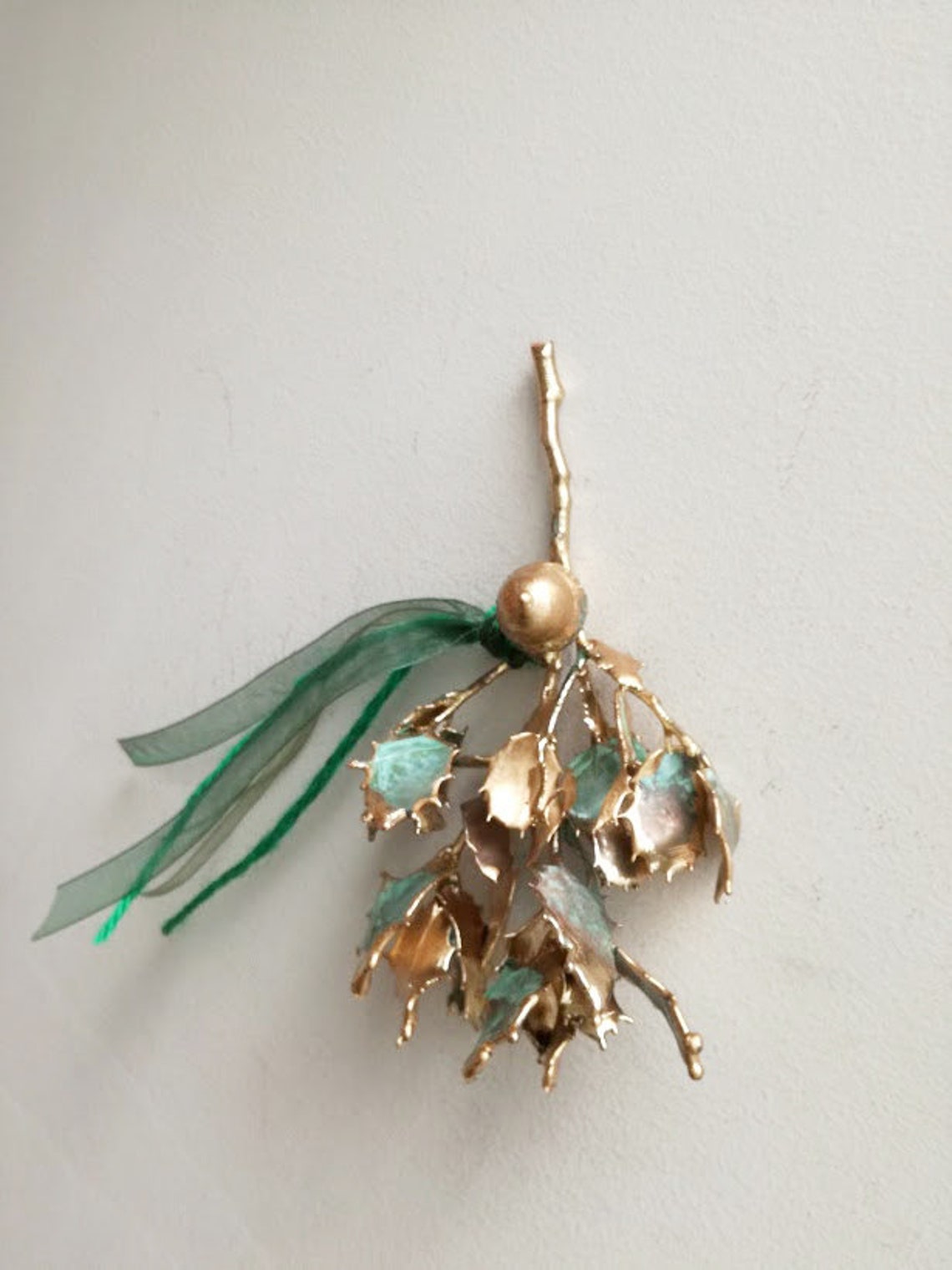 Brass Acorn Sculpture Acorn Branch Art Object Real Acorn | Etsy