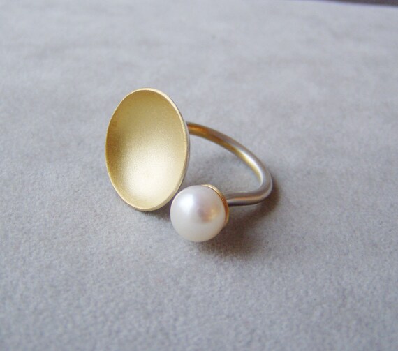 Gold Disk Ring Sterling Silver Open Ring Designer Open Ring | Etsy