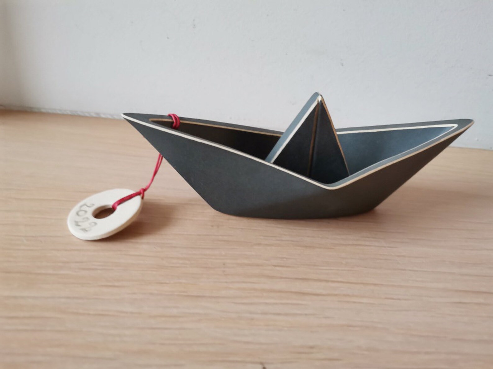 Ceramic Paper Boat Grey Paper Boat Art Object With Charm | Etsy