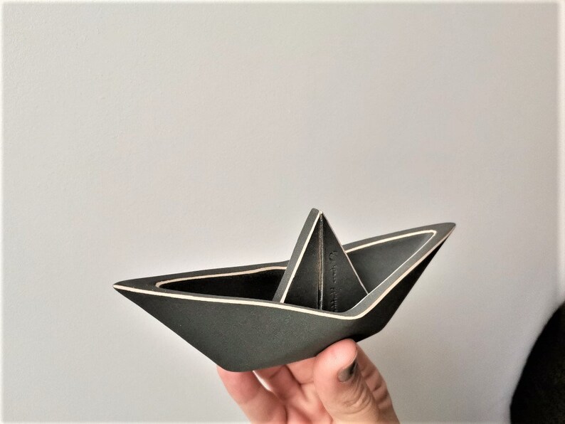 Ceramic Paper Boat Grey Paper Boat Art Object Good Luck - Etsy