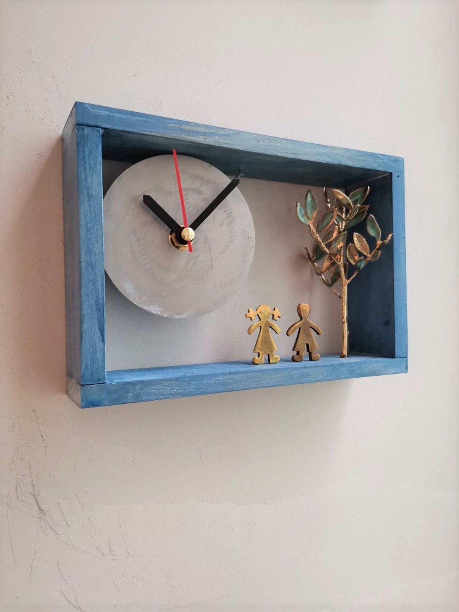 Boy Girl Clock Brass Children Figures With Brass Tree Clock - Etsy