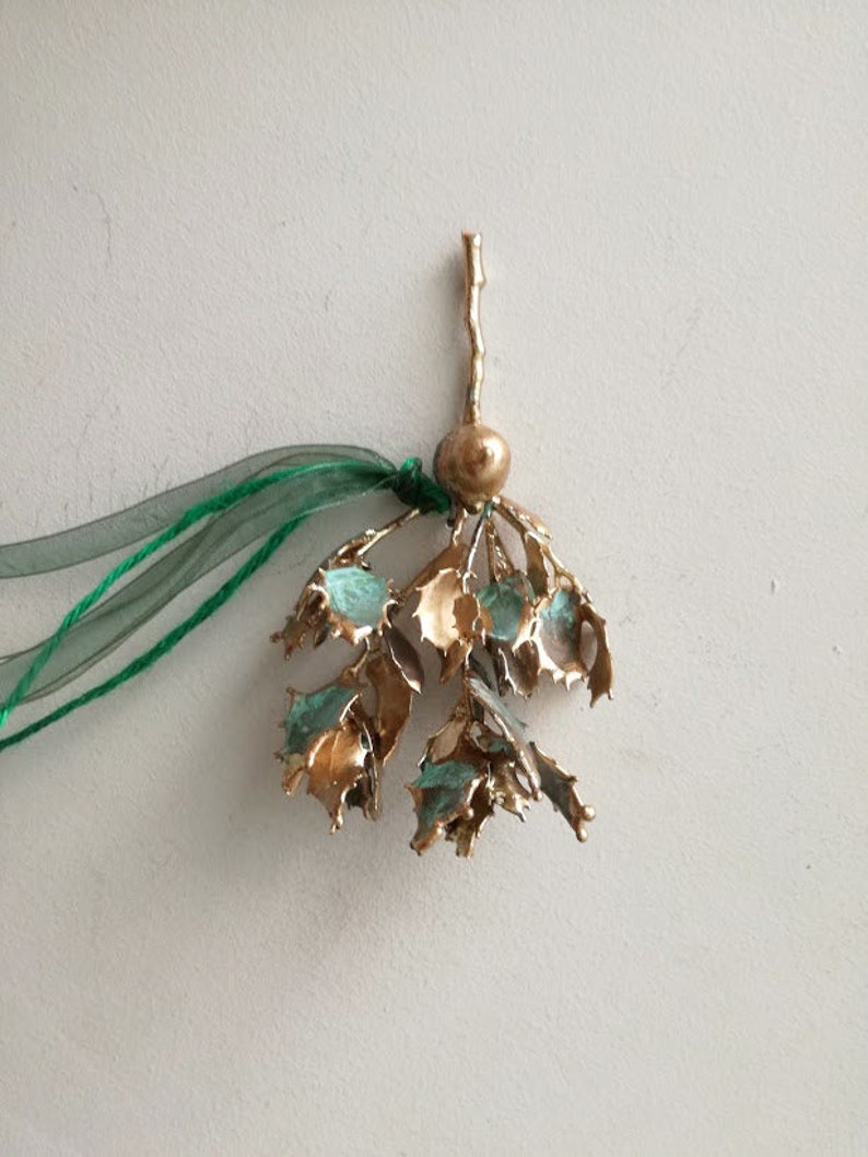 Brass Acorn Sculpture Acorn Branch Art Object Real Acorn - Etsy