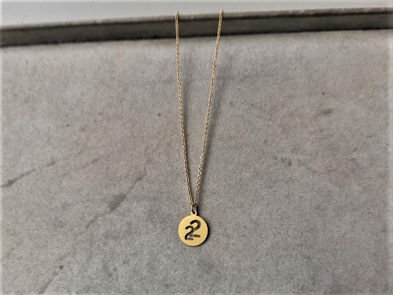 22 Gold Necklace Thin Gold Chain Necklace With 22 Charm in - Etsy