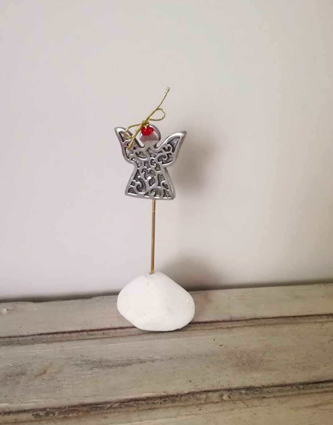 Silver Angel Sculpture, Carved Aluminum Small Sculpture of Angel on ...