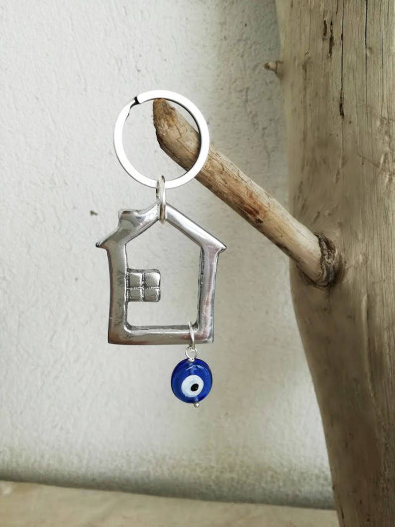 Silver House Keychain Aluminum House Outline Key Ring With | Etsy