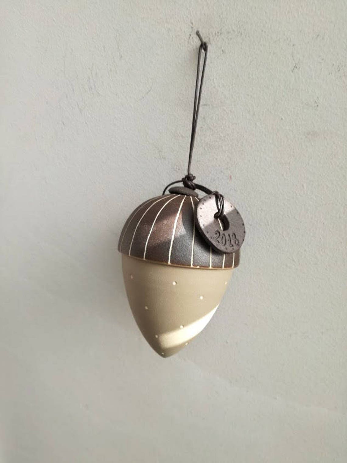 Ceramic Acorn Ornament Ceramic Acorn Sculpture Soft Grey and - Etsy