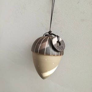 Ceramic Acorn Ornament, Ceramic Acorn Sculpture, Soft Grey and Brown ...