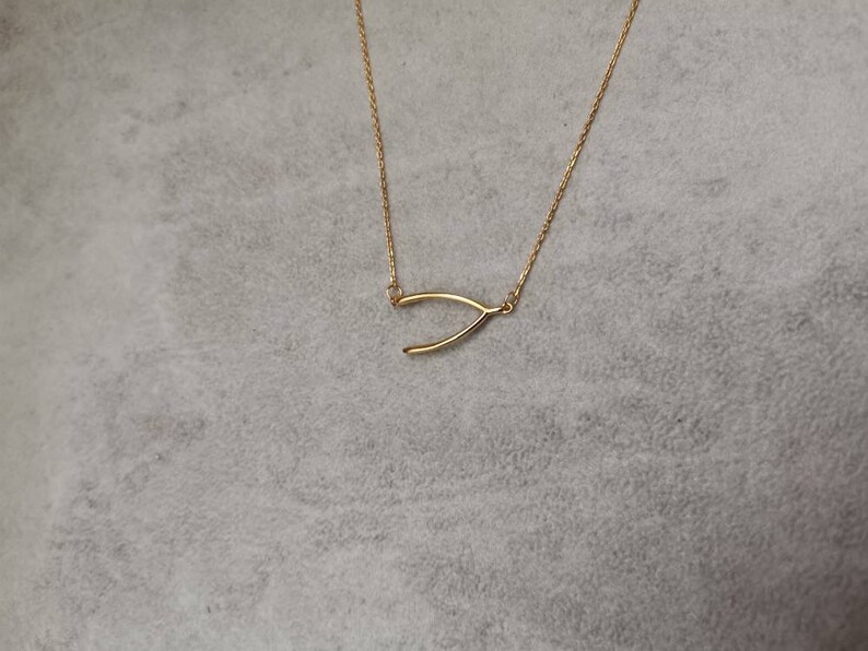Wishbone Gold Necklace Thin Gold Chain Necklace With Wishbone - Etsy