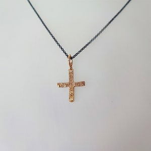 Square Cross With Grainy Surface, Handmade, Unisex, Gold Cross of 18k ...