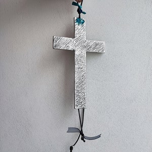 Classic Wall Cross Silver Wall Cross Aluminum Hammered - Etsy