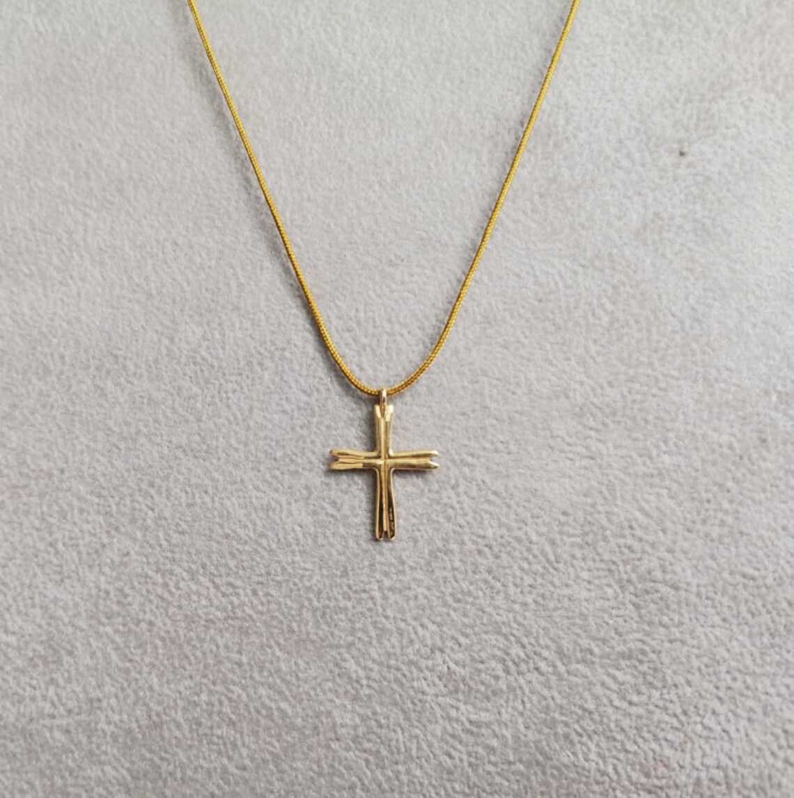 Gold Cross Necklace Slightly Forked Solid Gold Cross Pendant - Etsy