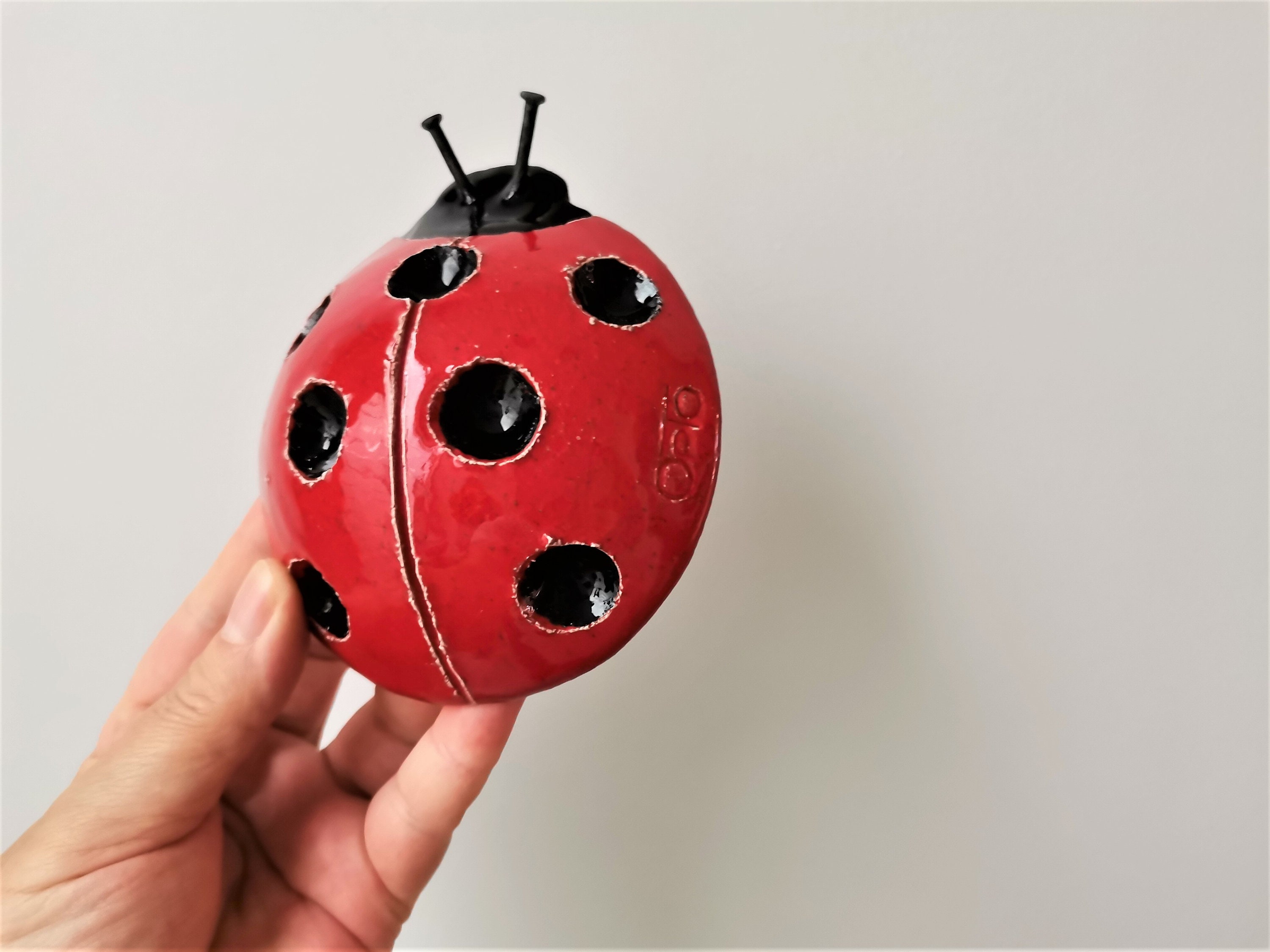 Ceramic Ladybug Sculpture Red Black Ladybug Wall Hanging - Etsy UK