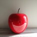 Ceramic Apple Sculpture, Large Red Ceramic Apple With Black, Iron Stem ...