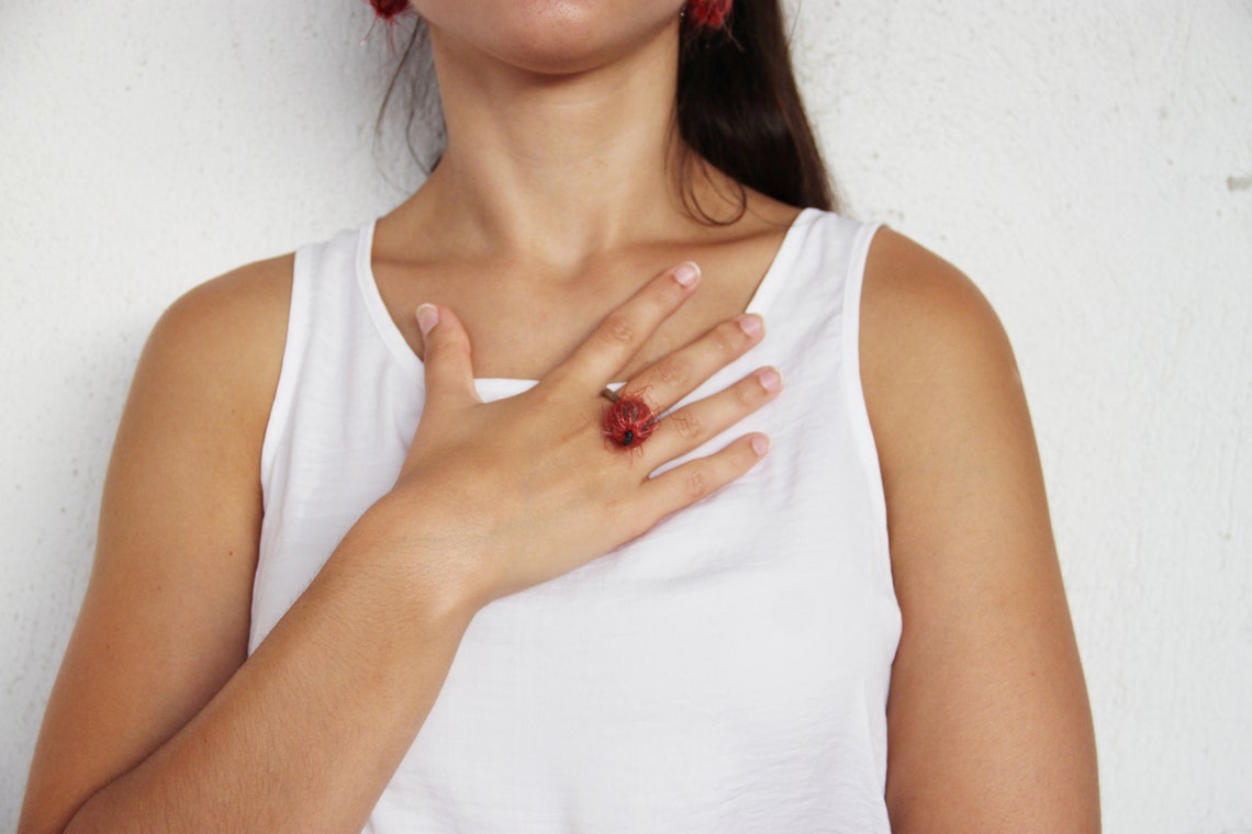 Fuzzy silver ring fluffy fury minimalist ring sterling | Etsy
