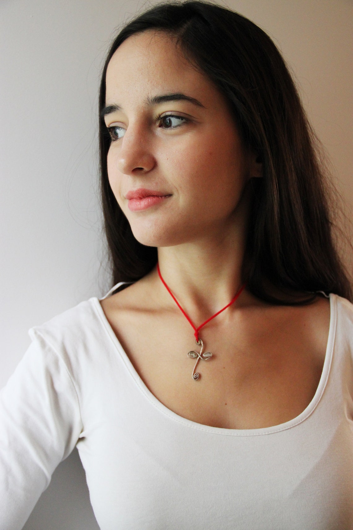 Quirky Silver Cross on Red Velvet Cord Boho Sterling Cross - Etsy