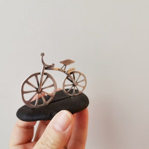 Silver Bicycle Sculpture Mini Bike Sculpture on Black Stone - Etsy