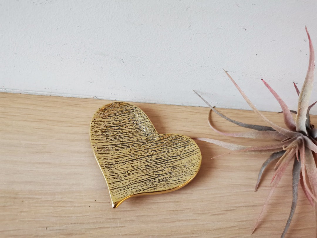 Gold Heart Plate, Brass Heart Little Plate, Brass Heart Ring Dish ...