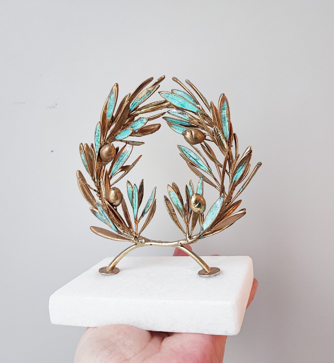 Brass Olive Wreath, Real Olive Branches Wreath, Grecoroman Style Wreath ...