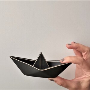 Ceramic Paper Boat, Grey Paper Boat Art Object, Good Luck Paper Boat ...