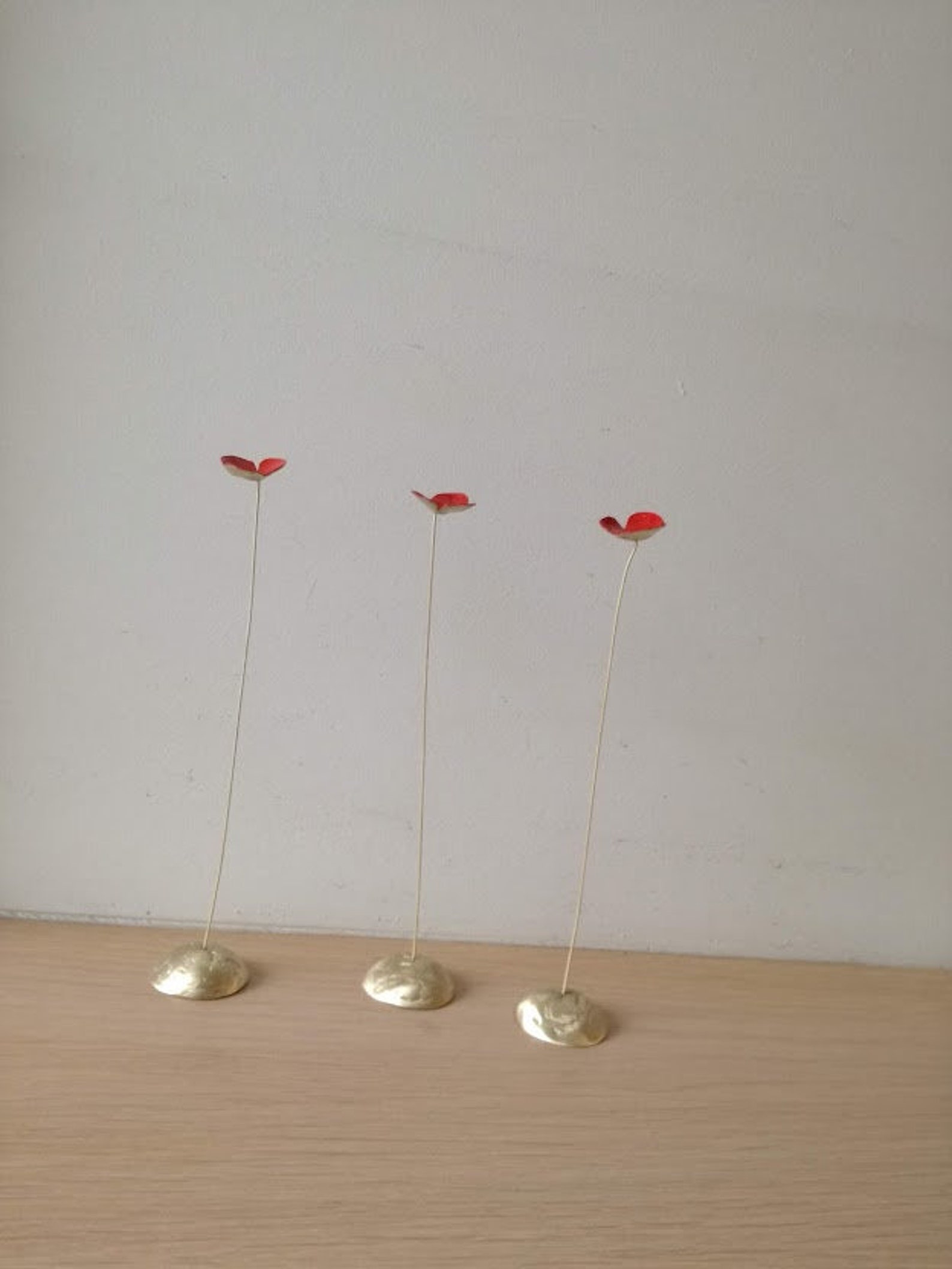 Red Poppy Metal Sculpture Brass Flower Art Object With Red - Etsy