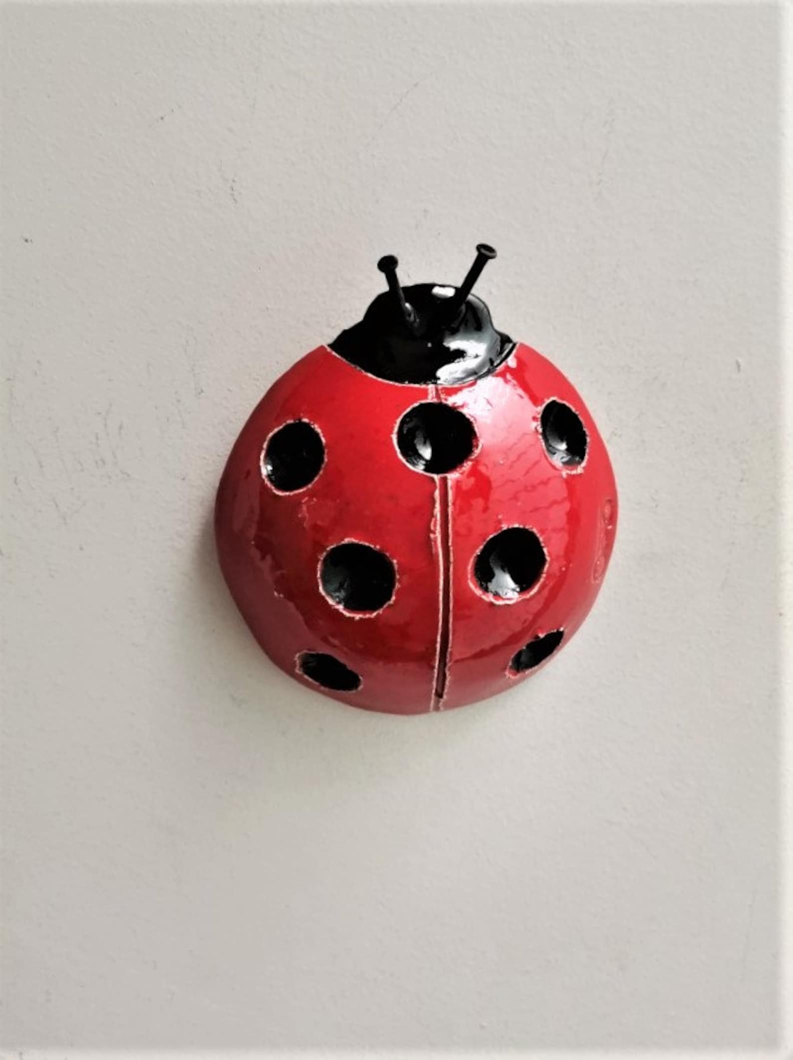 Ceramic Ladybug Sculpture Red Black Ladybug Wall Hanging - Etsy
