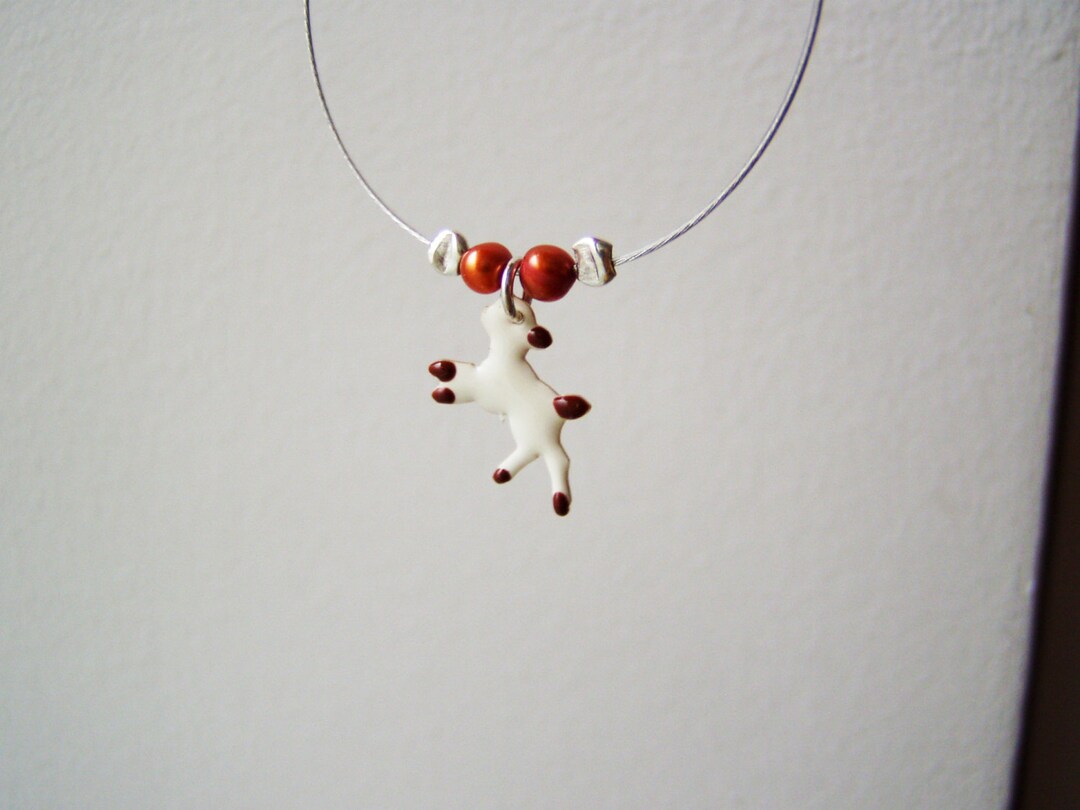 Sheep Silver Bangle, Enameled Sheep Bracelet With Orange Pearls ...