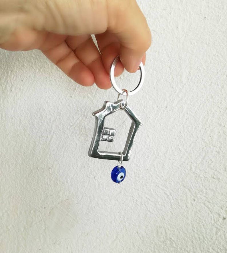 Silver House Keychain Aluminum House Outline Key Ring With | Etsy