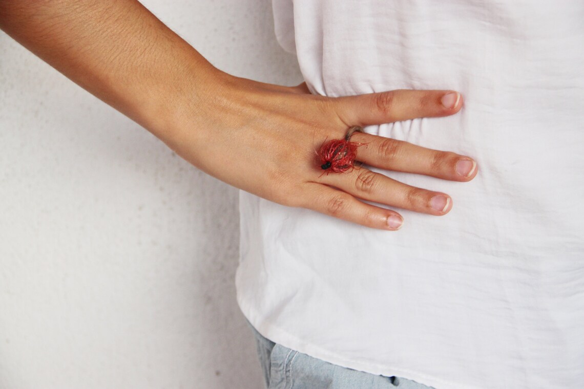 Fuzzy silver ring fluffy fury minimalist ring sterling | Etsy