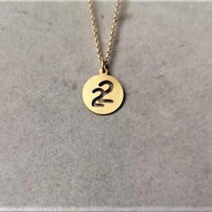 22 Gold Necklace Thin Gold Chain Necklace With 22 Charm in - Etsy