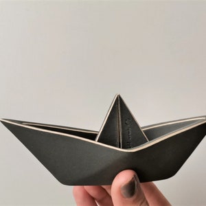 Ceramic Paper Boat, Grey Paper Boat Art Object, Good Luck Paper Boat ...