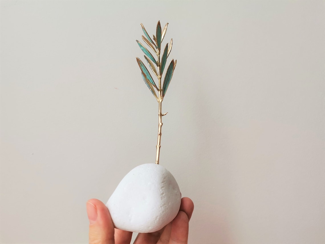 Olive Branch Sculpture Electroplated Real Olive Twig of - Etsy