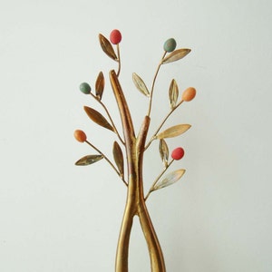 Modern Olive Tree Sculpture, Brass Olive Tree With Colourful Olives ...