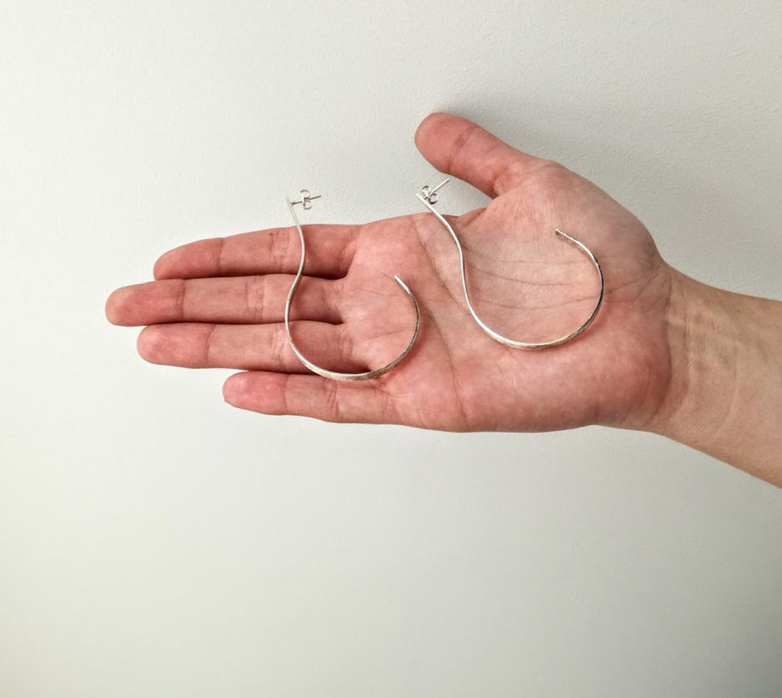 Question Mark Hoops Sterling Silver Hoops Modern Scratched | Etsy