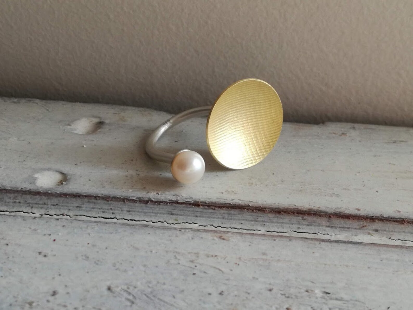 Gold Disk Ring Sterling Silver Open Ring Designer Open Ring - Etsy