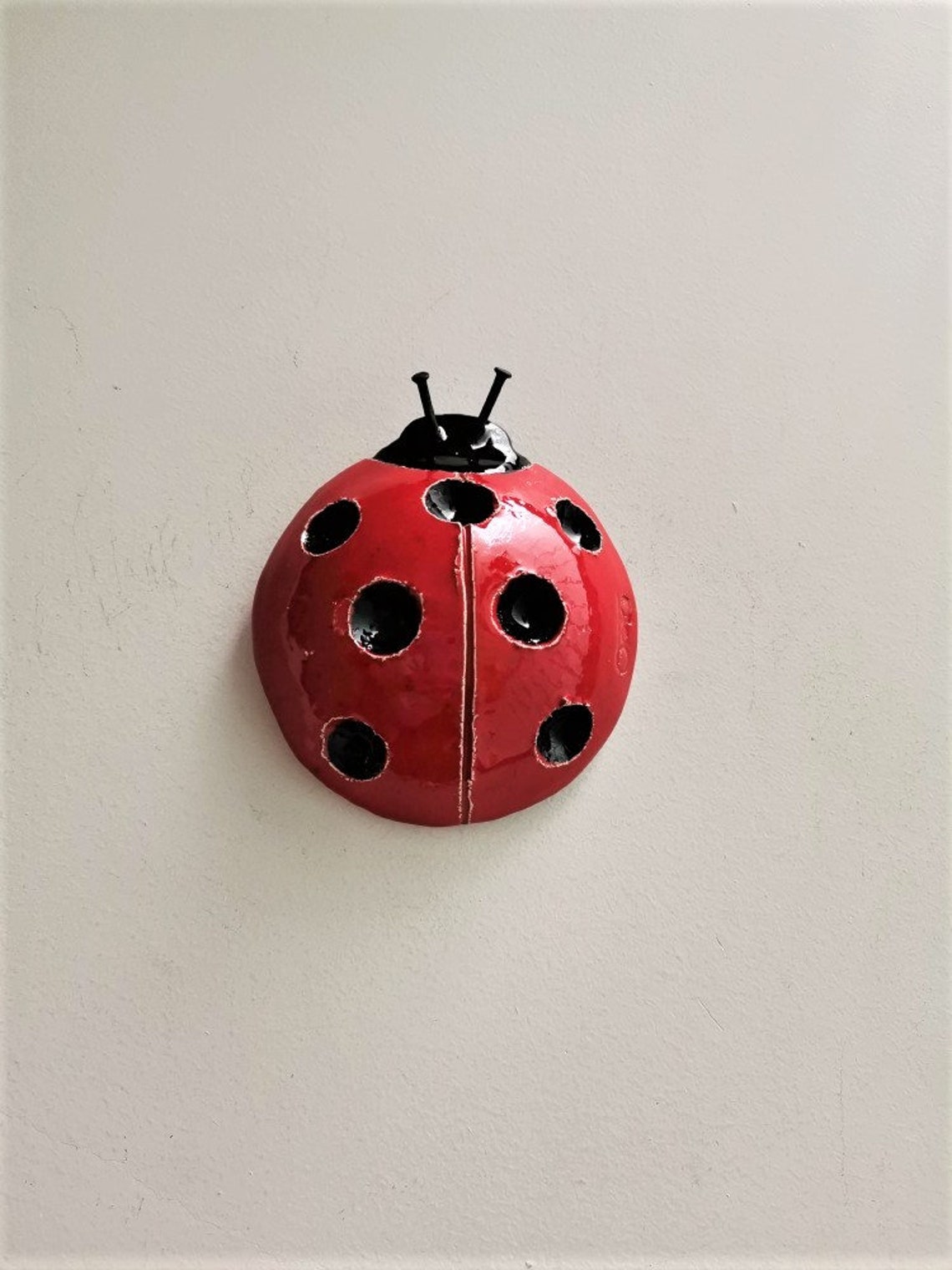 Ceramic Ladybug Sculpture Red Black Ladybug Wall Hanging - Etsy