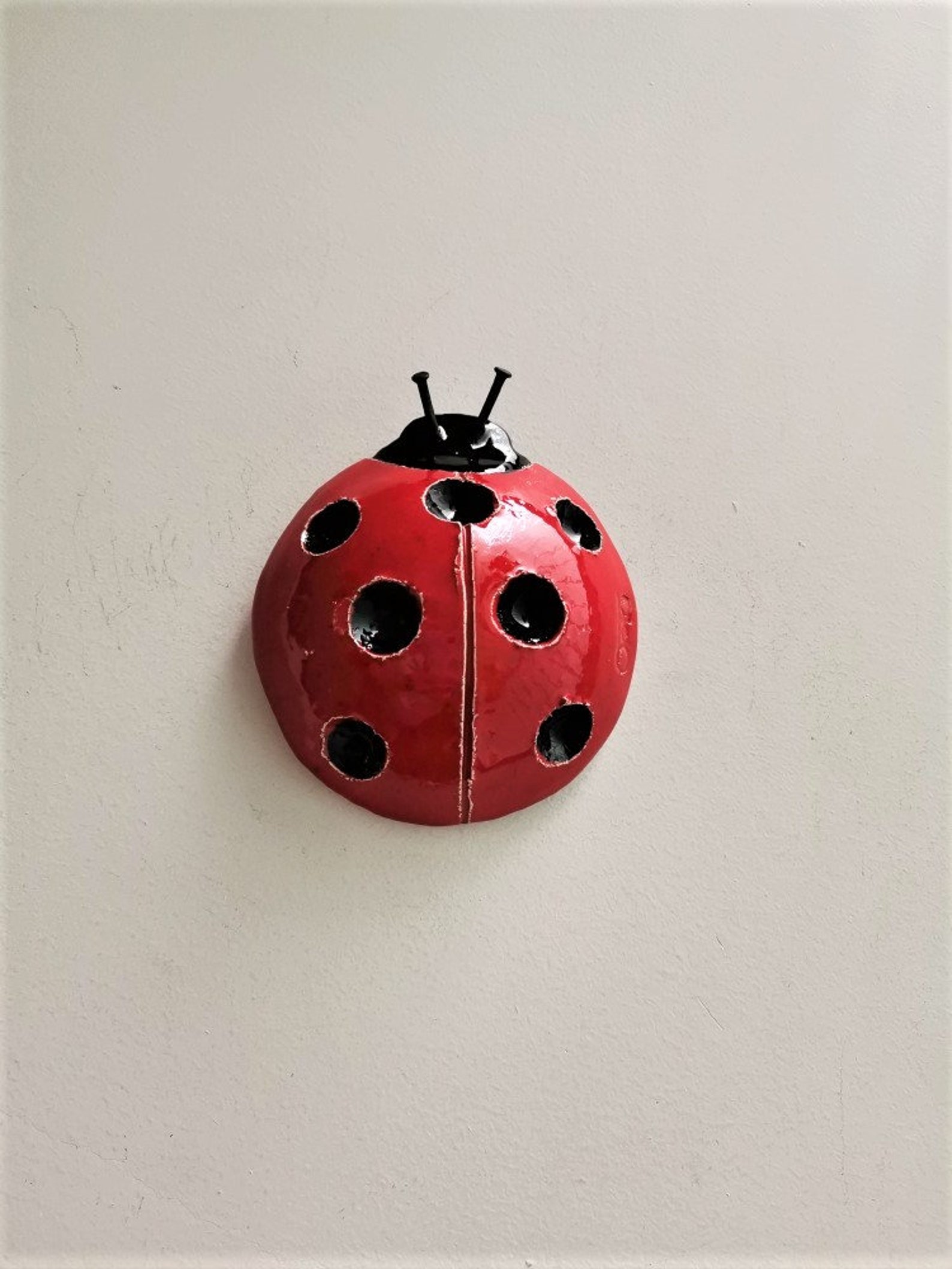Ceramic Ladybug Sculpture Red Black Ladybug Wall Hanging - Etsy