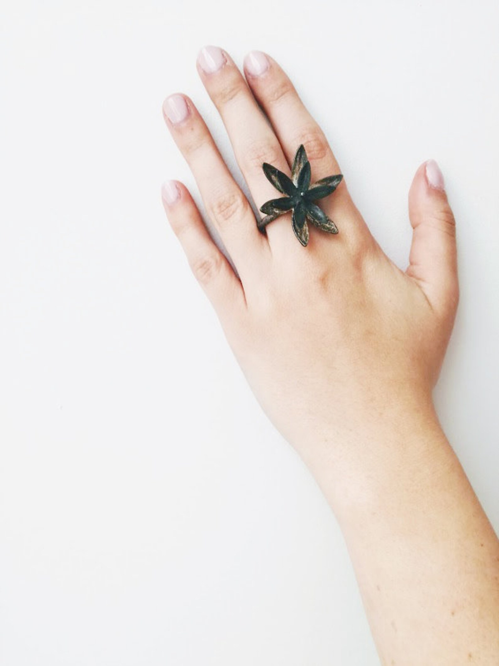Black Flower Ring Sterling Silver Statement Ring Spinner - Etsy