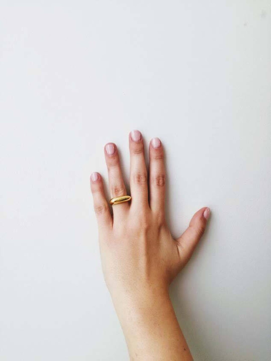 Thick Gold Band Ring, Sterling Silver Gold Plated Band, Raised Top Gold ...