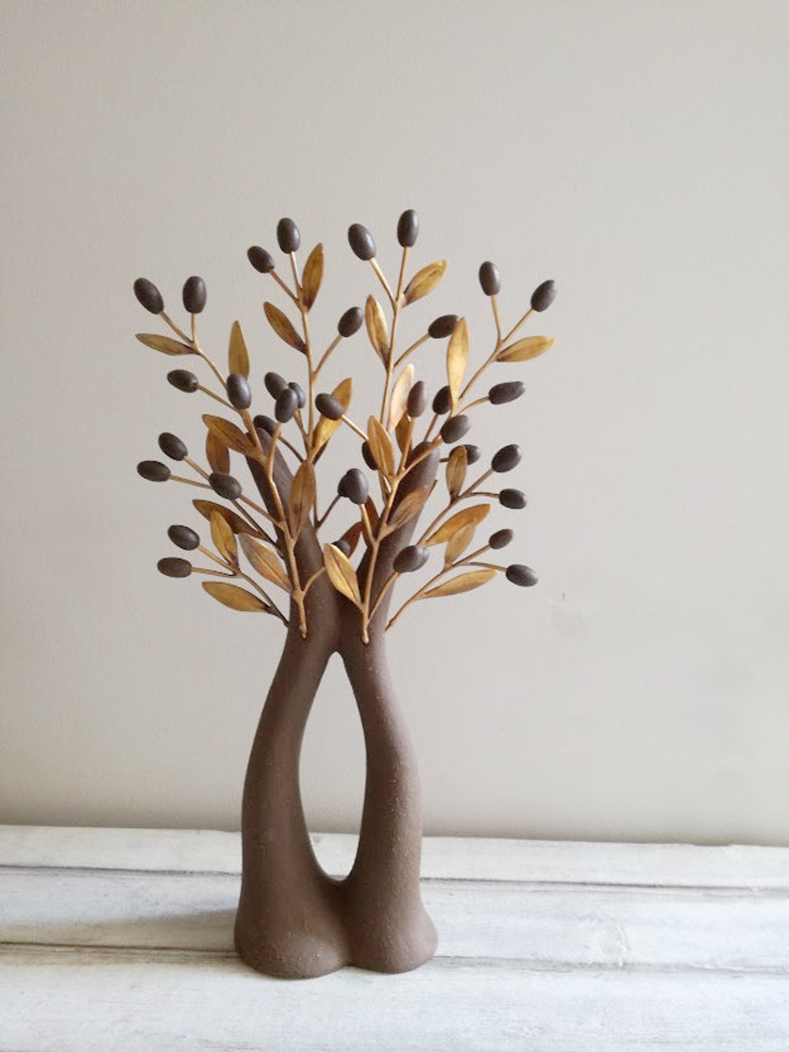 Modern Olive Tree Sculpture Ceramic Olive Tree With Brass | Etsy